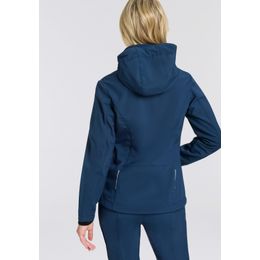 CMP Damen Softshelljacke "WOMAN JACKET DET HOOD", blau, Gr. 38, Obermaterial: 96% Polyester, 4% Elasthan. Futter: 100% Polyester, Jacken, mit Kapuze,