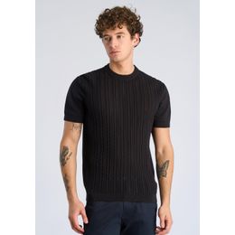 LINDBERGH Herren Kurzarmshirt "T-Shirt (Kurzarm) Relaxed Fit", schwarz, Gr. M, Obermaterial: 100% Baumwolle, Shirts