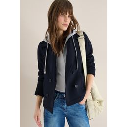 Cecil Damen Cabanjacke, blau, Gr. L, unifarben, Stoff, Obermaterial 1: 93% Polyester, 7% Elasthan. Obermaterial 2: 82% Baumwolle, 18% Polyester,