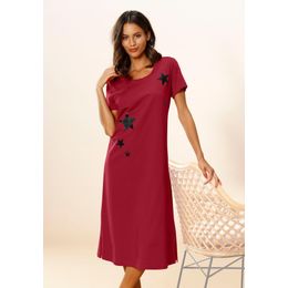 Vivance Dreams Damen Nachthemd, Gr. 48, rot, Single Jersey, Obermaterial: 100% Baumwolle, gemustert, Kleider, mit s&uuml;&szlig;em Sternedruck