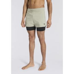 Badeshorts HUGO UNDERWEAR "ACTIVE SWIM SHORTS", Herren, Gr. XL (54), N-Gr, dunkelgr&uuml;n 306, Web, Elasthan, Polyester, mehrfarbig, Badehosen Badeshorts, 2-in-1, mit integrierter Leggings