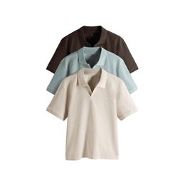 The Set Poloshirt Herren Gr&ouml;&szlig;e XXL creme / opal / schoko