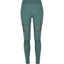 Leggings Urban Classics "Urban Classics Damen Ladies Tech Mesh Leggings", Damen, Gr. S, US-Gr&ouml;&szlig;en, paleleaf, 80% Polyamid, 20% Elasthan, unifarben, slim fit, Hosen Leggings