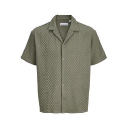 Jack & Jones Kinder Kurzarmhemd "JJSEAN RESORT SHIRT SS JNR"vetiver, Gr. 164, JACK & JONES JUNIOR, Strukturmuster, unifarben, Web, Obermaterial: 97% Polyester, 3%