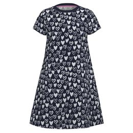TRIGEMA M&auml;dchen Jerseykleid "TRIGEMA Kleid mit s&uuml;&szlig;en Herz Motiven", schwarz-wei&szlig;, Basic, Gr. 104, Single Jersey, 100% Baumwolle, Kleider