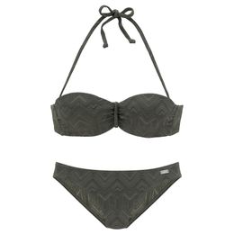 Buffalo Damen B&uuml;gel-Bandeau-Bikini "Romance", gr&uuml;n, Gr. 34, strukturiert, unifarben, Polyamid, Bikini-Sets, aus Strukturware