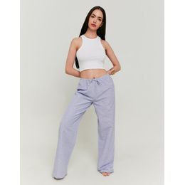 Schlupfhose Tally Weijl "SPALIMELANY", Damen, Gr. 40, N-Gr, dazzling blau, wei&szlig;, Web, Obermaterial: 48% Viskose, 40% Baumwolle, 12% Leinen, weit lang, Hosen Schlupfhose, Viskosemischung, weit