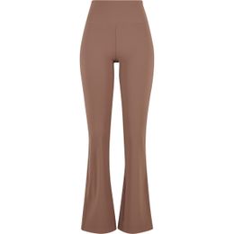 Urban Classics Damen Leggings "Urban Classics Ladies Flared Leggings Rib"light braun, Gr. L, unifarben, 75% Polyimid, 25% Elasthan, Hosen