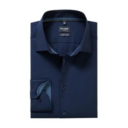 OLYMP Herren Langarmhemd "Luxor"marine, Gr. 39, Web, Obermaterial: 64% Baumwolle, 27% Polyester, 9% Elasthan, Hemden, Businesshemd, modern fit, New