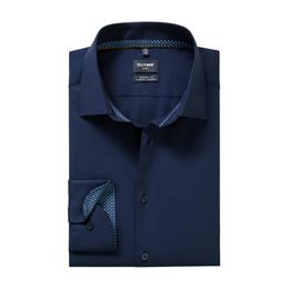 OLYMP Herren Langarmhemd "Luxor"marine, Gr. 43, Web, Obermaterial: 64% Baumwolle, 27% Polyester, 9% Elasthan, Hemden, Businesshemd, modern fit, New