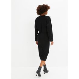 bonprix Damen Strickkleid, schwarz, Gr. 40, Strick, Obermaterial: 50% Viskose, 26% Polyamid, 24% Polyester, Kleider, f&uuml;r Fr&uuml;hjahr und Sommer, aus
