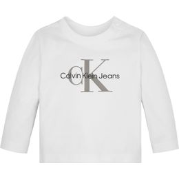 M&auml;dchen Langarmshirt "MONOGRAM LS T-SHIRT", Calvin Klein Jeans, Gr. 98, wei&szlig;, Jersey, Obermaterial: 93% Baumwolle, 7% Elasthan, unifarben, Shirts,