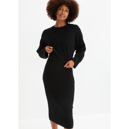 bonprix Damen Strickkleid, schwarz, Gr. 36, Strick, Obermaterial: 50% Viskose, 26% Polyamid, 24% Polyester, Kleider, f&uuml;r Fr&uuml;hjahr und Sommer, aus