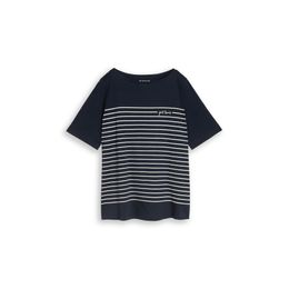 Tom Tailor Women + T-Shirt Damen Gr&ouml;&szlig;e 6XL navy / wei&szlig;