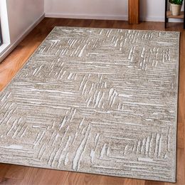 Teppich OTTO HOME, B:240cm H:9mm L:320cm, beige, Kunstfaser, Wohnzimmer, Teppiche, "Navid", Kurzflor, Hoch-Tief-Struktur, 3D-Design, modern,