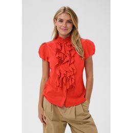 Kurzarmbluse Saint Tropez "TilliSZ SS Shirt", Damen, Gr. S, valiant poppy, Web, Obermaterial: 100% Baumwolle, unifarben, figurumspielend h&uuml;ftlang, Puff&auml;rmel, Blusen