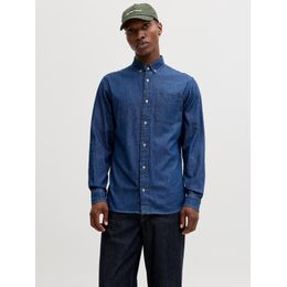 Jack & Jones Jeanshemd JACK & JONES "JJEBROOK JJOXFORD SHIRT AKM 990 NOOS", Herren, Gr. S, N-Gr, blau denim pack:mid blau, Denim/Jeans, Obermaterial: 100% Baumwolle, unifarben, normal, Hemden Jeanshemd