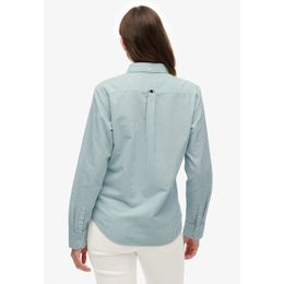 Superdry Damen Hemdbluse "SLIM OXFORD BD L/S SHIRT"peppermint chalk stripe oxford, Gr. S, gestreift, Web, Obermaterial: 100% Baumwolle, Blusen,