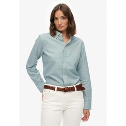 Superdry Damen Hemdbluse "SLIM OXFORD BD L/S SHIRT"peppermint chalk stripe oxford, Gr. L, gestreift, Web, Obermaterial: 100% Baumwolle, Blusen,