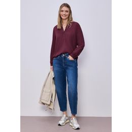 Street One Damen Langarmblusetruffle rot, Gr. 46, unifarben, Stoff, 100% Viskose, Blusen, aus softer Viskose