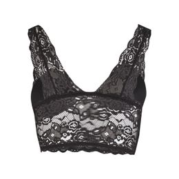 Urban Classics Damen Sport-BH "Urban Classics Ladies Allover Lace Bra Padded", Gr. L, schwarz, 91% Polyamid, 9% Elasthan, BHs