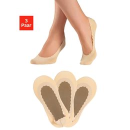 Lascana Damen Feinf&uuml;&szlig;linge "Ballerina Socken Damen Rutschfeste Invisible Sock low cut Silicon", Gr. 35, beige, Baumwolle, Elasthan, Polyamid, Socken,