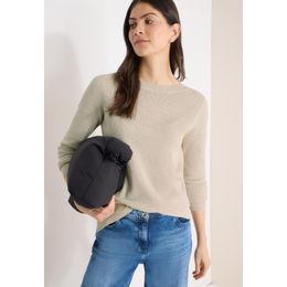 Cecil Damen Strickpullover, beige, Gr. XXL, unifarben, Strick, Obermaterial: 60% Baumwolle, 40% Viskose, Pullover, mit U-Boot-Ausschnitt