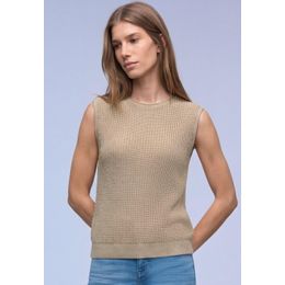 Pullunder Street One, Damen, Gr. 38, cotton beige, Strick, Obermaterial: 60% Baumwolle, 40% Polyacryl, unifarben, l&auml;ssig geschnitten h&uuml;ftbedeckend, Rundhals, Pullover Pullunder, in Strick-Optik