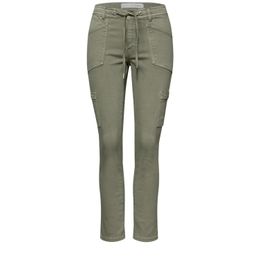 Damen Cargohoseolive wash, Gr. 25, STREET ONE STUDIO, unifarben, Web, 81% Baumwolle, 17% Polyester, 2% Elasthan, Hosen, Middle Waist