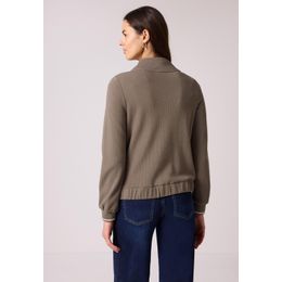 Street One Damen Cardiganlight terra mocha, Gr. 46, unifarben, Web, 60% Baumwolle, 36% Polyester, 4% Elasthan, Strickjacken, mit College-Style Details