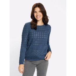Classic Basics Damen Strickpullover "Rundhals-Pullover"jeansblau, Gr. 48, unifarben, 100% Polyacryl, Pullover