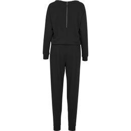 Urban Classics Damen Jumpsuit "Urban Classics Damen Ladies Long Sleeve Terry Jumpsuit", schwarz, Gr. L, unifarben, 100% Baumwolle, Overalls