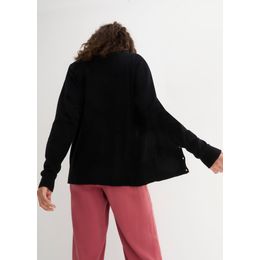 bonprix Damen Strickjacke, schwarz, Gr. 36, unifarben, Feinstrick, Obermaterial: 70% Baumwolle, 30% Polyamid, Strickjacken, in Basic-Form, mit hohem