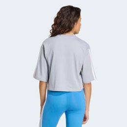 Damen T-Shirt "ESSENTIALS 3-STREIFEN COTTON LOOSE", grau, Gr. XL, adidas Sportswear, Obermaterial: 100% Baumwolle, Shirts, mit Rundhalsausschnitt,