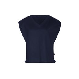 TRIGEMA Damen Pullunder "TRIGEMA Pullunder mit V-Ausschnitt", blau, Basic, Gr. M, Sweatware, 70% Baumwolle, 30% Polyester, Pullover