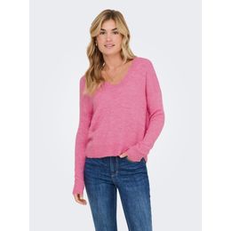 Jacqueline de Yong JDY Damen V-Ausschnitt-Pullover "JDYELANORA L/S V-NECK PULLO. KNT NOOS", rosa, Gr. M, meliert, unifarben, Strick, Obermaterial: 74% Polyacryl, 20%