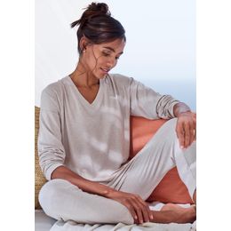 s.Oliver Damen Pyjamaoberteil, Gr. 32, beige, Single Jersey, Obermaterial: 92% Modal (TENCEL ), 8% Elasthan, meliert, Shirts, in angenehmer 4x4