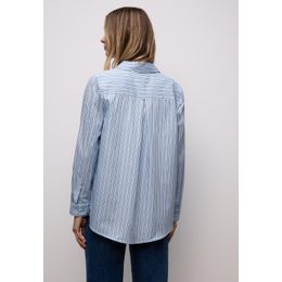Street One Damen Langarmbluse, blau, Gr. 44, gestreift, Web, 100% Baumwolle, Blusen, aus reiner Baumwolle