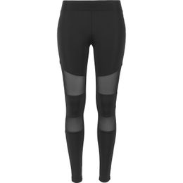 Urban Classics Damen Leggings "Urban Classics Damen Ladies Tech Mesh Leggings"schwarz, Gr. XXXL, unifarben, 80% Polyamid, 20% Elasthan, Hosen