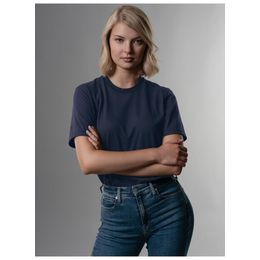 TRIGEMA Damen T-Shirt "TRIGEMA T Shirt aus Biobaumwolle"navy, Basic, Gr. L, Single Jersey, 100% Baumwolle (Bio-Baumwolle kbA), Shirts