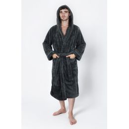 Unisex-Bademantel OTTO HOME, L:125cm, grau, Microfaser, Hausm&auml;ntel, "Lillou, ideal f&uuml;r Sauna & Spa, Hotelbademantel, Morgenmantel", kuschelig weicher