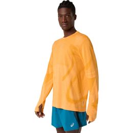 Laufshirt asics "ROAD SEAMLESS LS TOP", Herren, Gr. M, yamabuki, Obermaterial: 65% Polyamid, 35% Polyester, normal, Rundhals, Shirts Laufshirt
