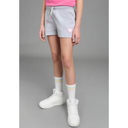 H.I.S. H.I.S M&auml;dchen Sweatshorts "2er Pack Sweat-Shorts mit Stickerei f&uuml;r M&auml;dchen", grau, Gr. 140, bestickt, Sweatware, Obermaterial: 100% Baumwolle.