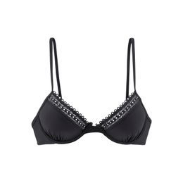 s.Oliver Damen B&uuml;gel-Bikini-Top "Aiko", schwarz, Gr. 42, unifarben, Microfaser, Microfaser, Polyamid, Bikini-Oberteile, mit H&auml;keloptik