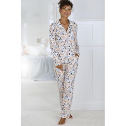 Damen Pyjama, VIVANCE DREAMS BY LASCANA, Gr. 36, rosa, Single Jersey, Obermaterial: 50% Baumwolle, 50% Viskose, gebl&uuml;mt, Homewear-Sets, mit