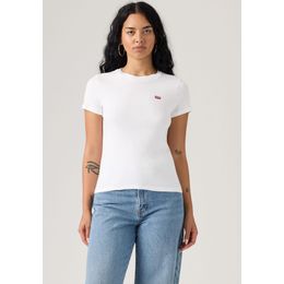Levi's LEVI'S Damen T-Shirt "Mini-Logo", schwarz-wei&szlig;, Basic, Gr. L, Jersey, Obermaterial: 100% Baumwolle, Shirts, mit kleiner Markenlogo-Stickerei auf der