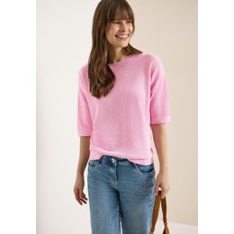 Cecil Damen Kurzarmpulloverlight blush rose, Gr. L, unifarben, Web, 60% Baumwolle, 40% Viskose, Pullover, Rundhalsausschnitt
