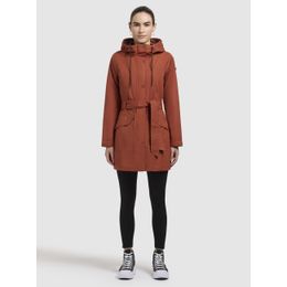 Kurzmantel Khujo "MOSTI", Damen, Gr. L, rot (rotbraun), Web, 100% Polyester, unifarben, slim fit ca. Mitte Oberschenkel, eingesetzt abgesteppte Kante mit Druckkn&ouml;pfen, M&auml;ntel Kurzmantel