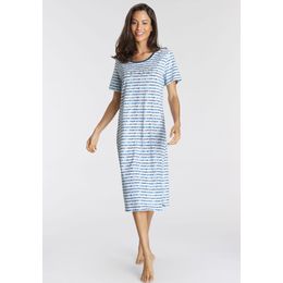 Damen Nachthemd, VIVANCE DREAMS BY LASCANA, Gr. 32, blau, Single Jersey, Obermaterial: 100% Baumwolle, Kleider, mit Seitenschlitzen f&uuml;r mehr