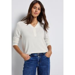 Street One Damen Langarmshirt, wei&szlig;, Gr. 46, unifarben, Stoff, 95% Viskose, 5% Elasthan, Shirts, aus strecthigem Viskosematerial